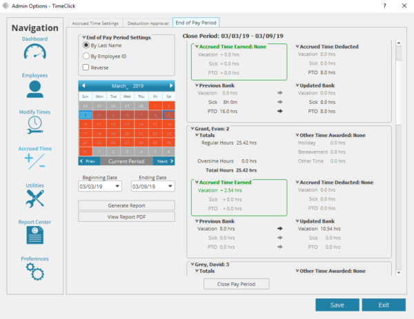 Reviewing and Closing the Pay Period In TimeClick 18 and 19 - TimeClick