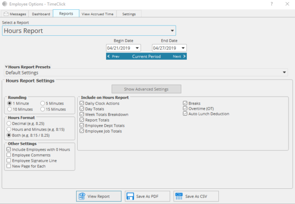Run Employee Hours Report in Employee Options - TimeClick Run Employee Hours Report in Employee Options - TimeClick